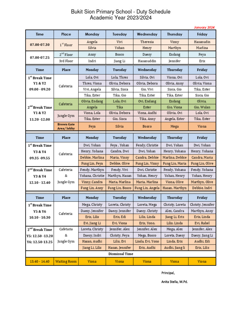 Duty Schedule - January 2024 | PDF