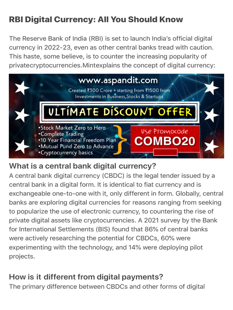 RBI Digital Currency - All You Should Know | PDF | Reserve Bank Of ...