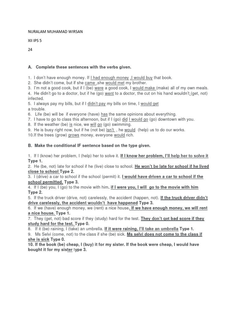 Conditional Sentence (Exercise) | PDF