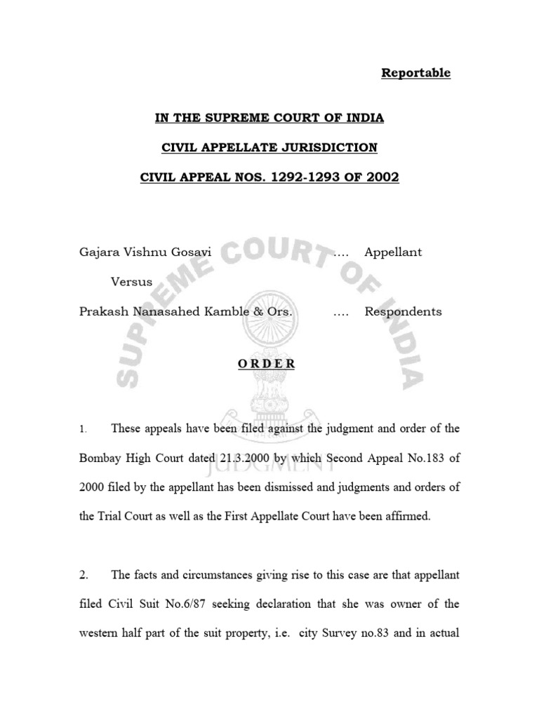 Reportable in The Supreme Court of India Civil Appellate Jurisdiction ...