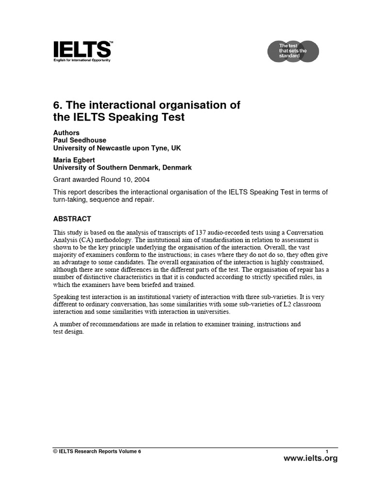 The Interactional Organisation of The IE | PDF | International English ...