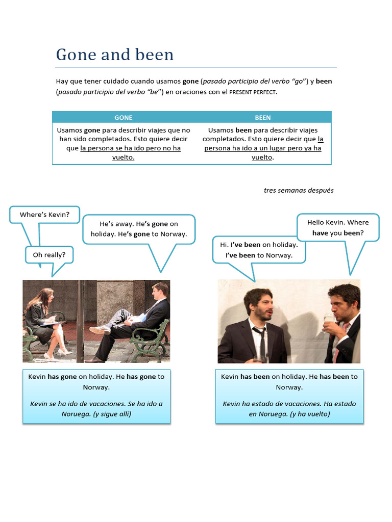 Uso de "gone" y "been" en inglés | PDF