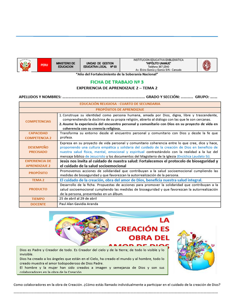 4to.Ficha Nº 3.EdA 2.Tema 2.HU.2022 | PDF