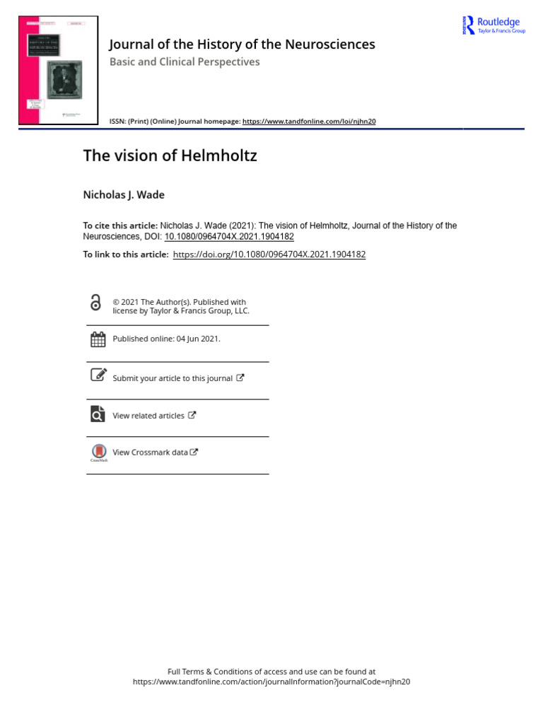 The Vision of Helmholtz | PDF | Visual Perception | Stereoscopy