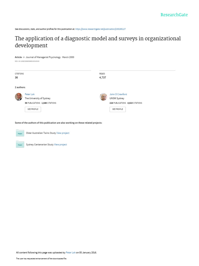 Diagnostic Model Survey in Org Development J MP | PDF