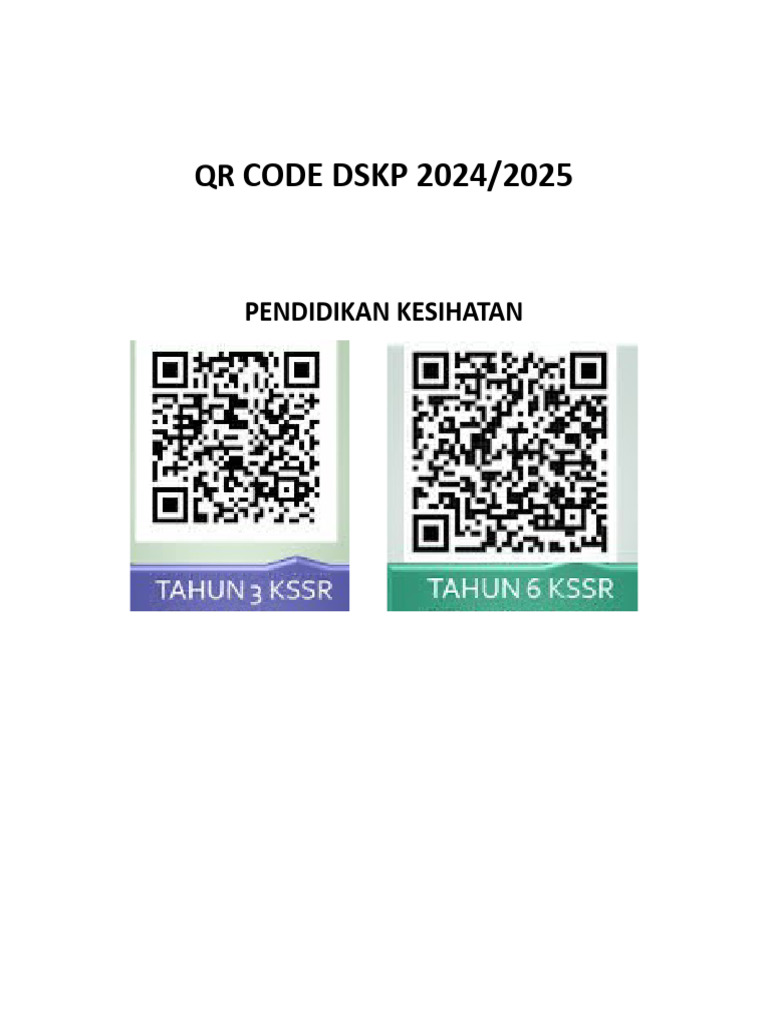 QR Code DSKP Pend. Kesihatan 2024 | PDF
