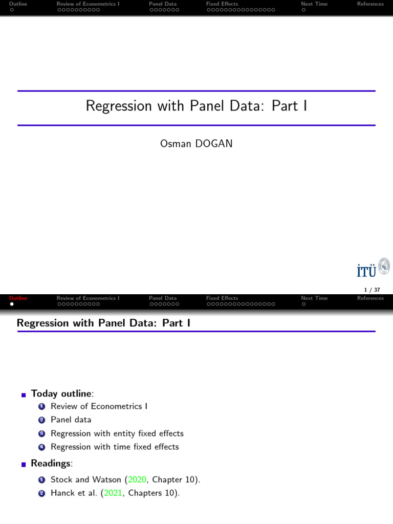 Week01 RegressionWithPanelDataPart1 | PDF | Fixed Effects Model | Econometrics