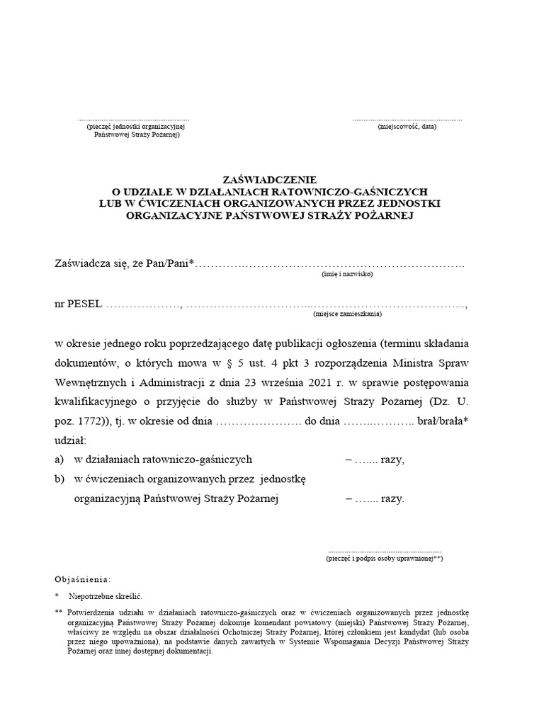 Druk NR 3 - Zaświadczenie o Udziale W Działaniach | PDF