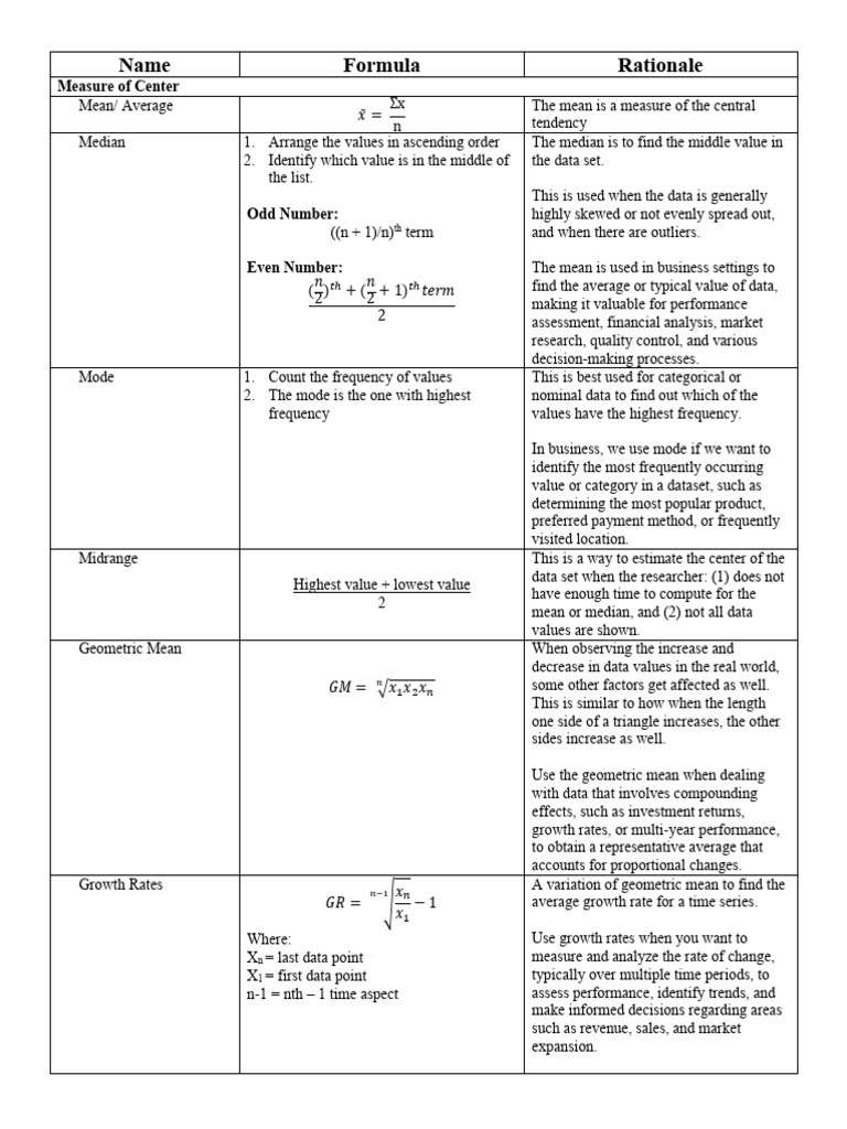 Descriptive Statistics Notes | PDF | Standard Deviation | Mean