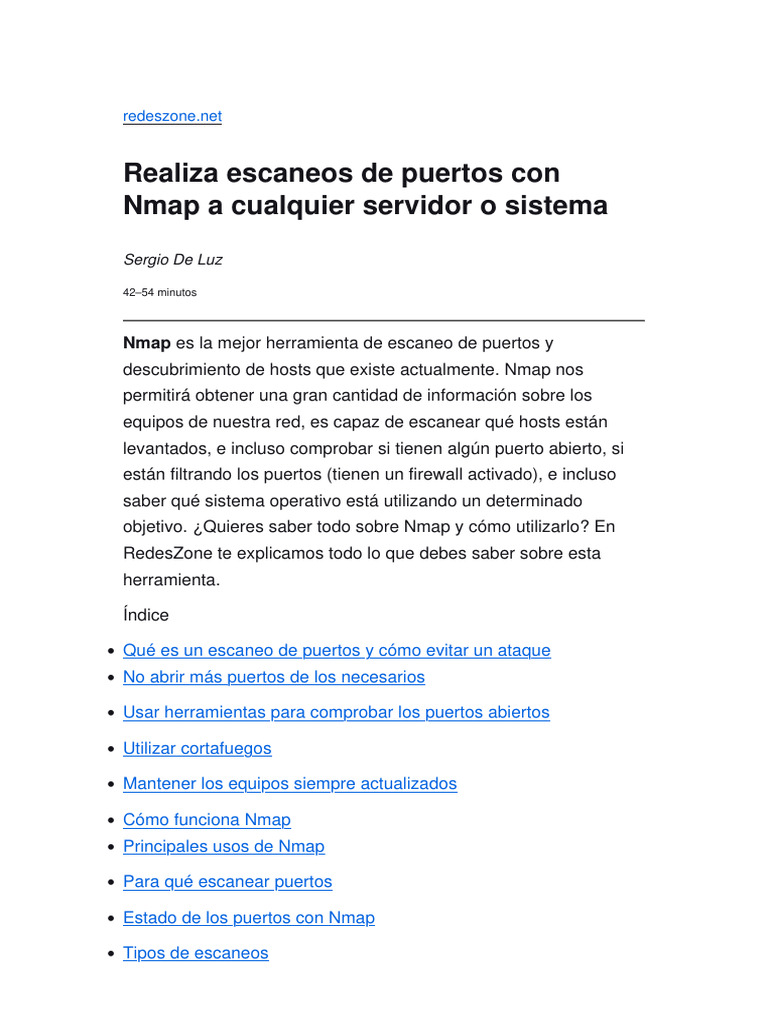 Nmap. Escanear Puertos Con Nmap - Listado de Comandos Nmap | PDF | Protocolo de Control de ...