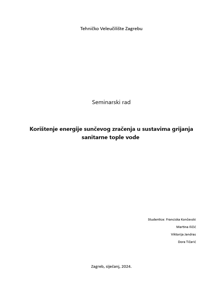 Korištenje Energije Sunčevog Zračenja U Sustavima Grijanja Sanitarne Tople Vode | PDF