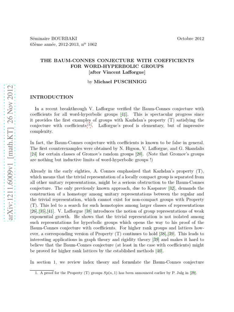 The Baum-Connes Conjecture With Coefficients For Word-Hyperbolic Groups | PDF