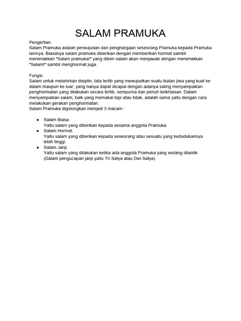 Jenis Dan Fungsi Salam Pramuka Pdf Karier And Perkembangan