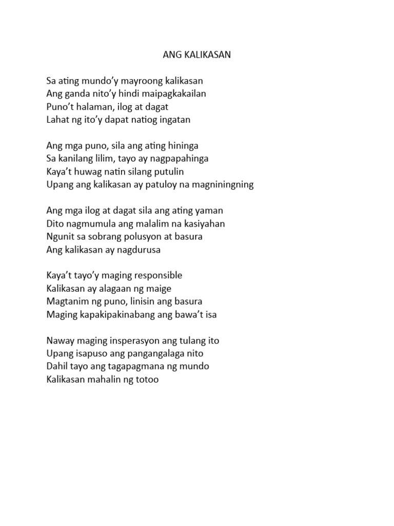 Ang Kalikasan Tula Esp | PDF