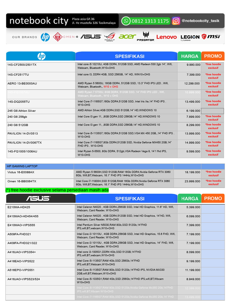 14S-FQ1037AU 10.899.000: ( ) Free Hoodie Exclusive Selama Persediaan Masih Ada | PDF | Computer ...