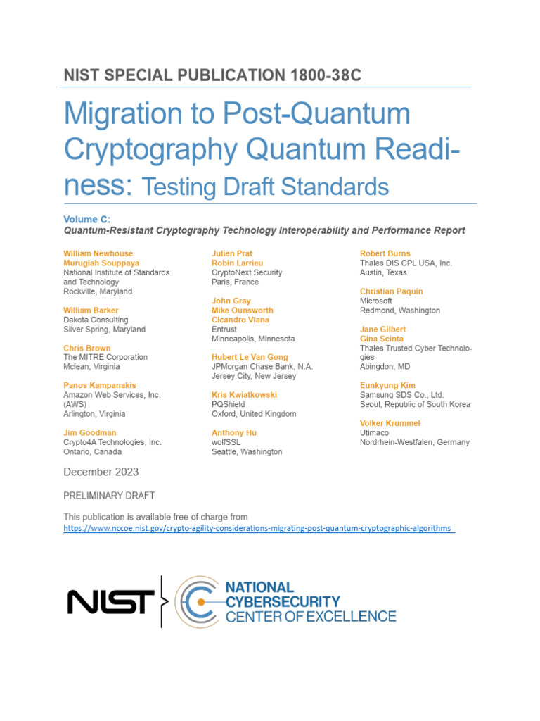 PQC Migration Nist SP 1800 38c Preliminary Draft | PDF | Transport ...