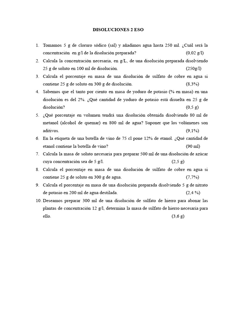Disoluciones 2 Eso | PDF