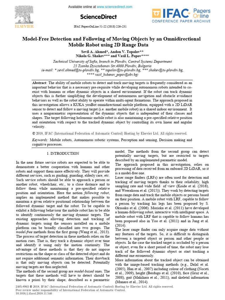 Model-Free-Detection-and-Following-of-Moving-Objects-by-an-Om_2018_IFAC-Pape | PDF | Lidar | Robot