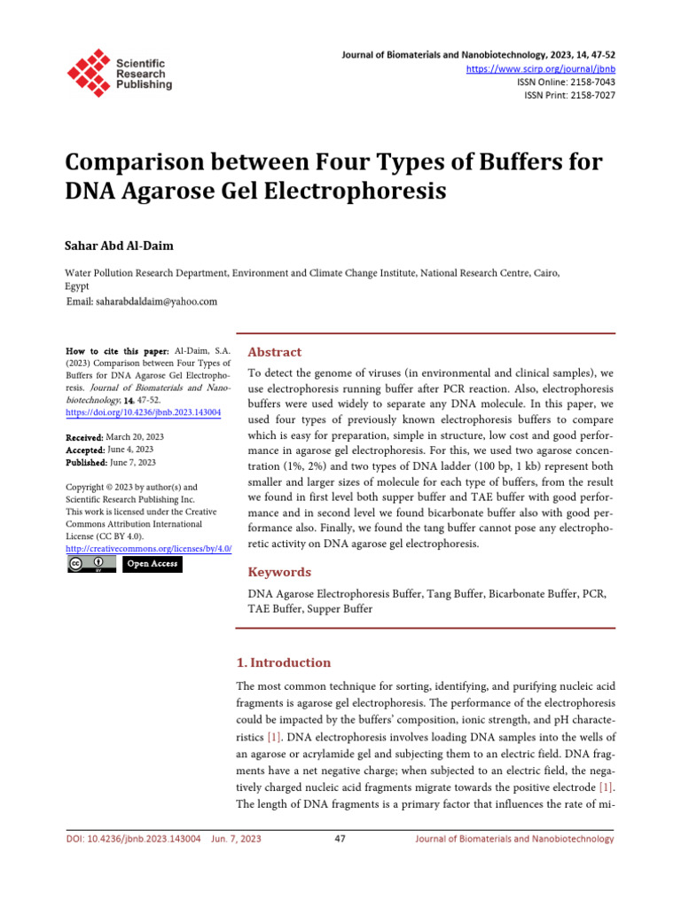 Comparison Between Four Types of Buffers For DNA A | PDF | Wellness ...