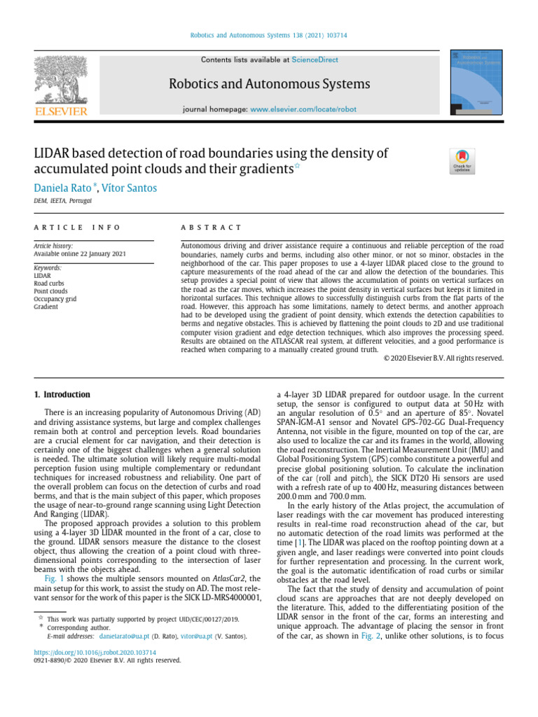 Lidar Based Detection Of Road Boundaries Using The Dens 2021