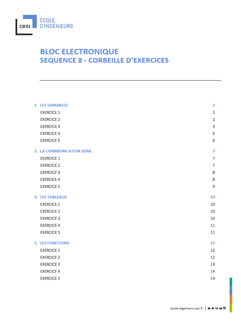Exercices Arduino : Variables, Communication, Tableaux et Fonctions | PDF | Programmation ...