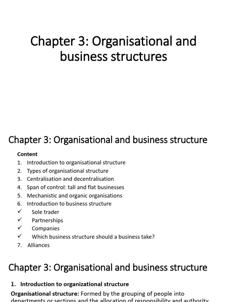 Chapter 3 Organisational and Business Structure | PDF | Partnership ...