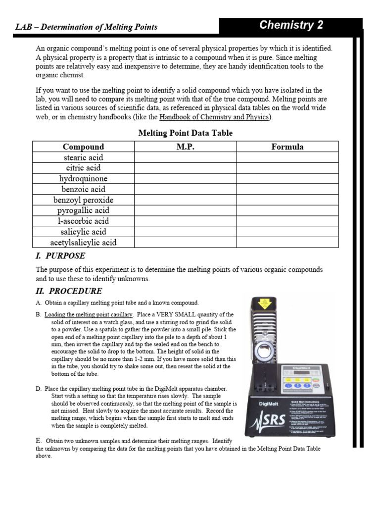 Lab - Melting Point Determination | PDF | Science & Mathematics