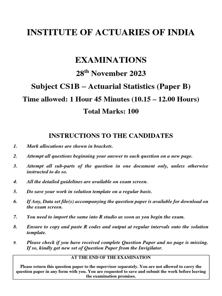 Actuarial Statistics Exam Guide | PDF | Teaching Methods & Materials