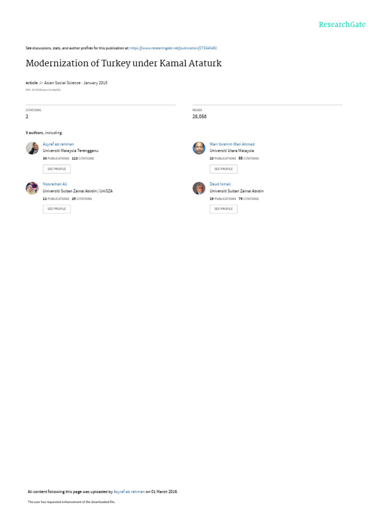 Turkey's Modernization Under Ataturk | PDF | Politics | History