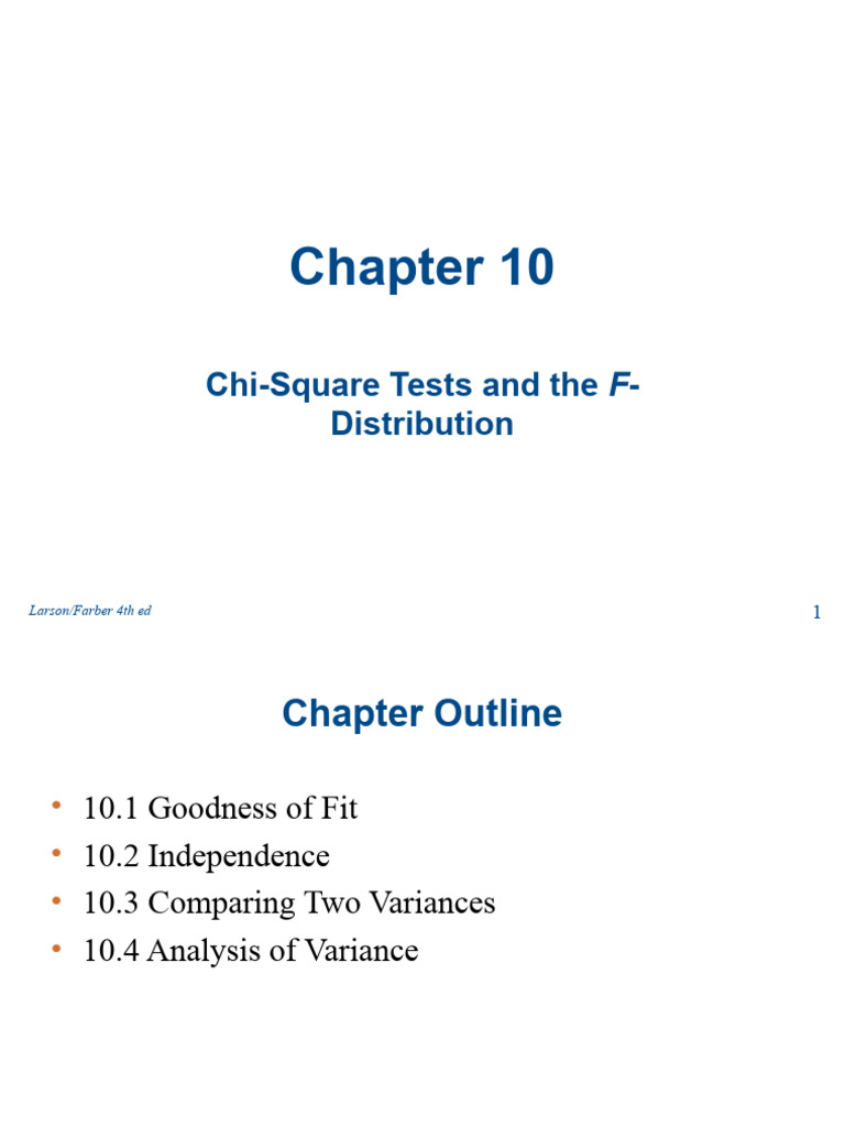 Chi-Square Tests and F-Distribution | Download Free PDF | Chi Squared ...