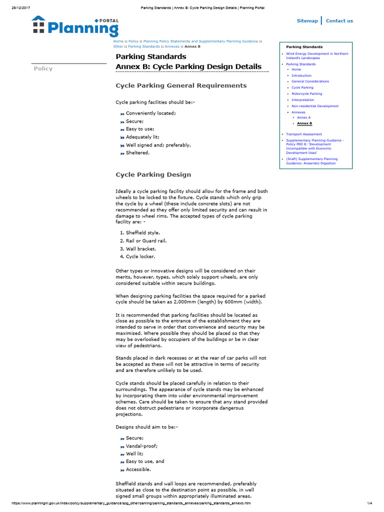 Cycle Parking Design Standards Guide | PDF | Parking | Bus