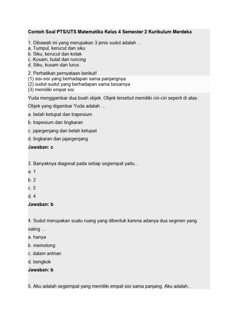 Contoh Soal PTS | PDF | Metode & Bahan Ajar