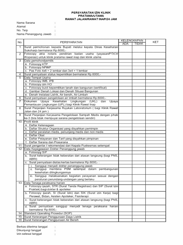 Persyaratan Izin Klinik | PDF | Hukum | Kesehatan Holistik