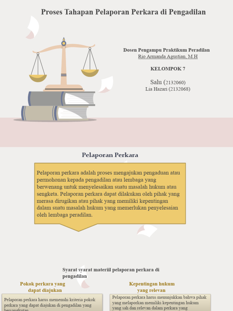 Praktikum Peradilan Kelompok 7 Proses Tahapan Pelaporan Perkara Di ...