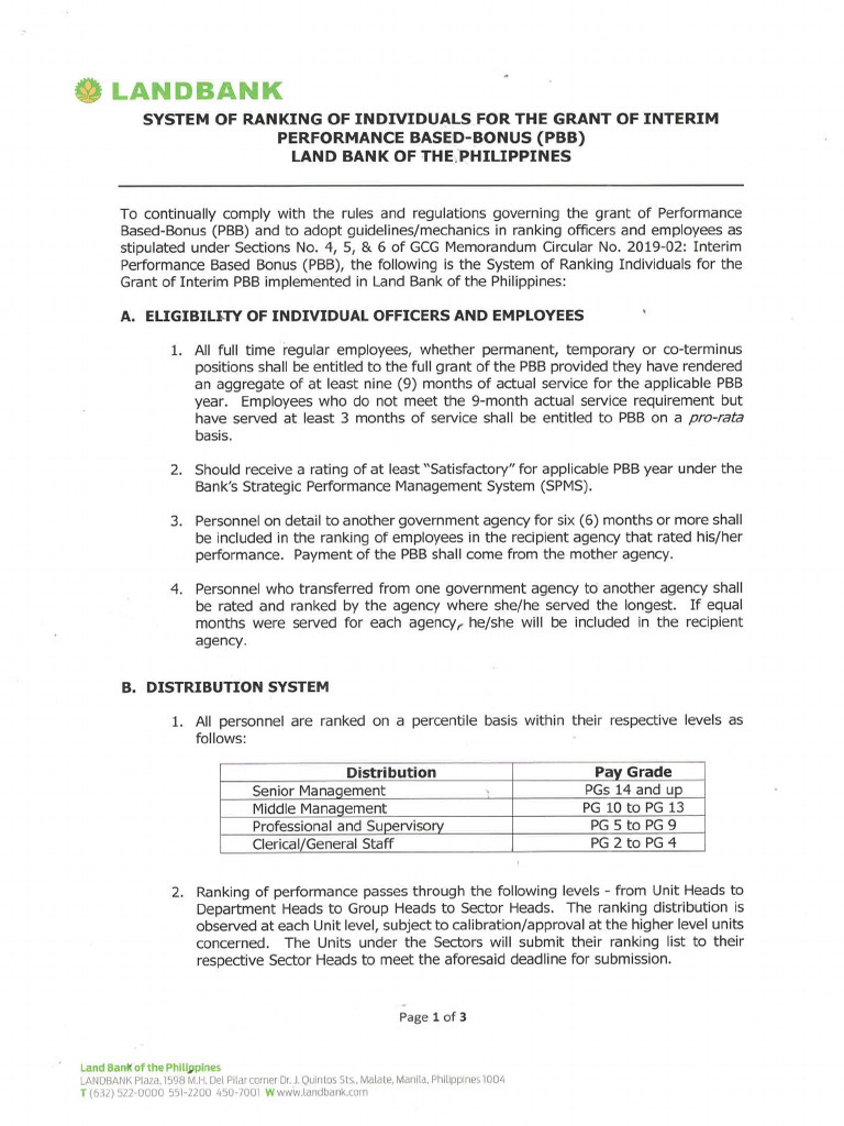 System of Ranking of Individuals For The Grant of PBB | PDF