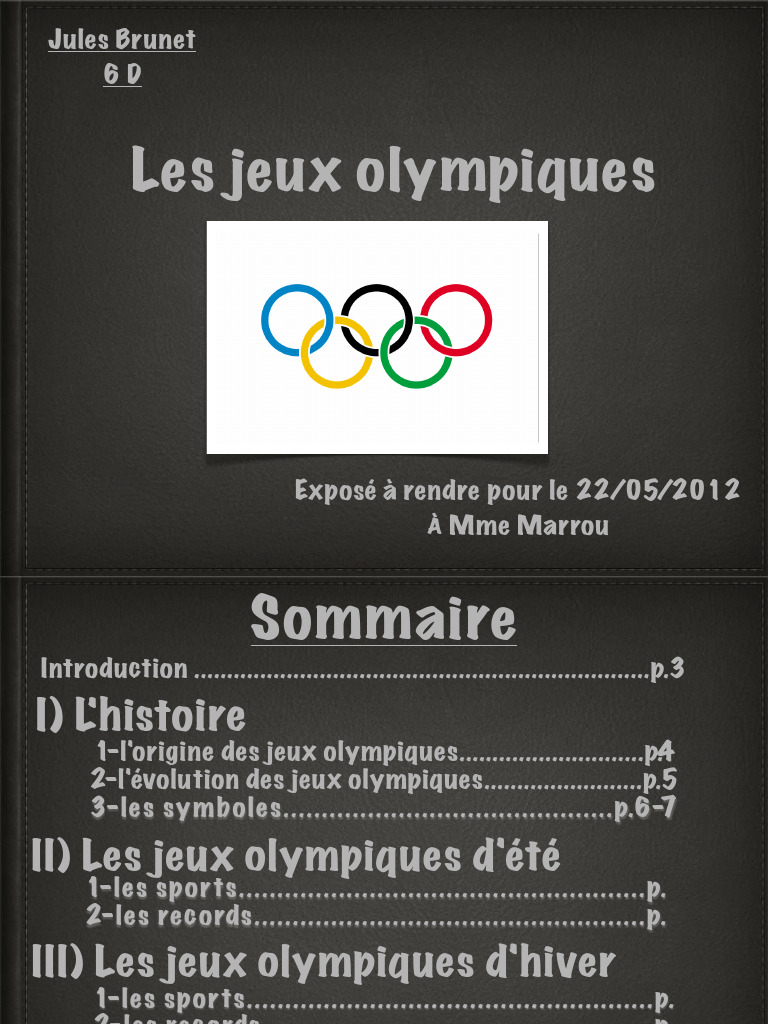 Histoire et Évolution des Jeux Olympiques | PDF | Jeux olympiques d ...