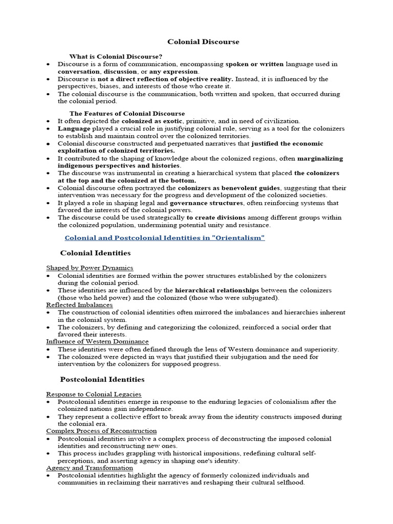 Colonial Discourse | PDF | Postcolonialism | Colonialism