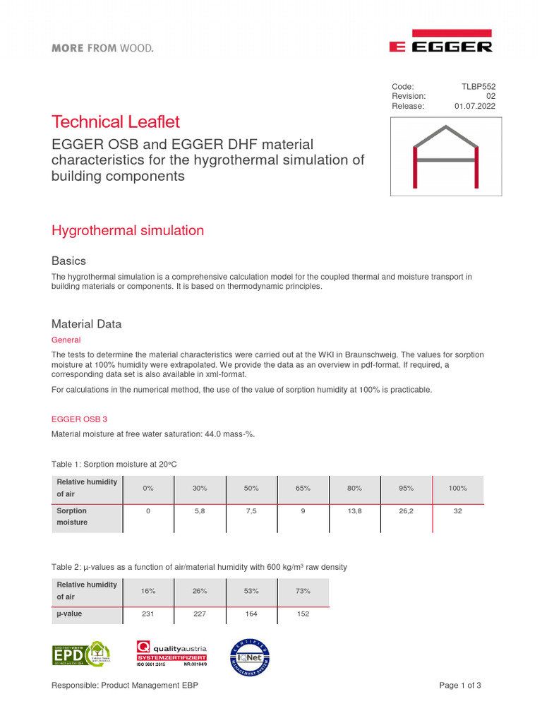 TL_EGGER_TLBP552_OSB_DHF_material_characteristics_hygrothermal_simulation_en | PDF | Humidity ...