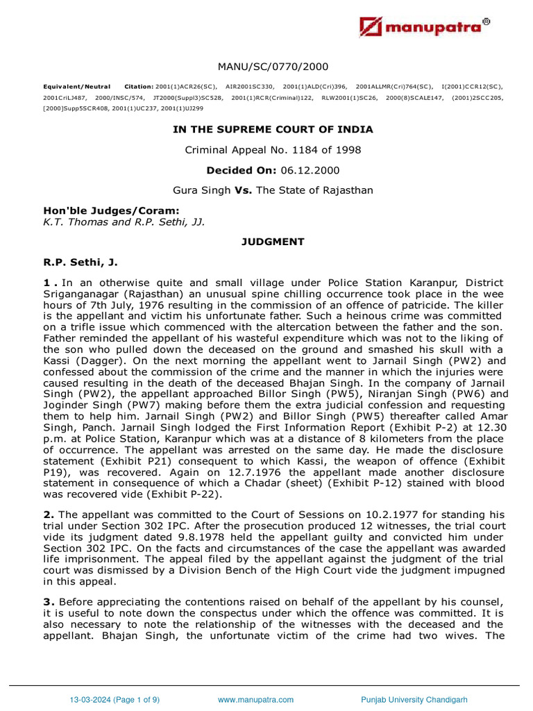 Supreme Court Ruling on Patricide Case | PDF | Confession (Law) | Witness