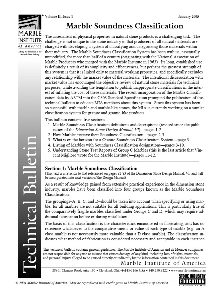 MIA - MARBLE SOUNDNESS CLASSIFICATION | PDF