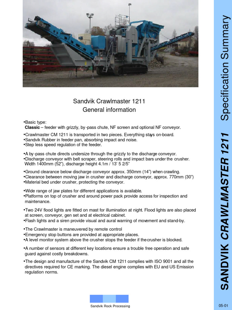 Sandvik CM1211 Mobile Jaw Brochure | Download Free PDF | Engines ...