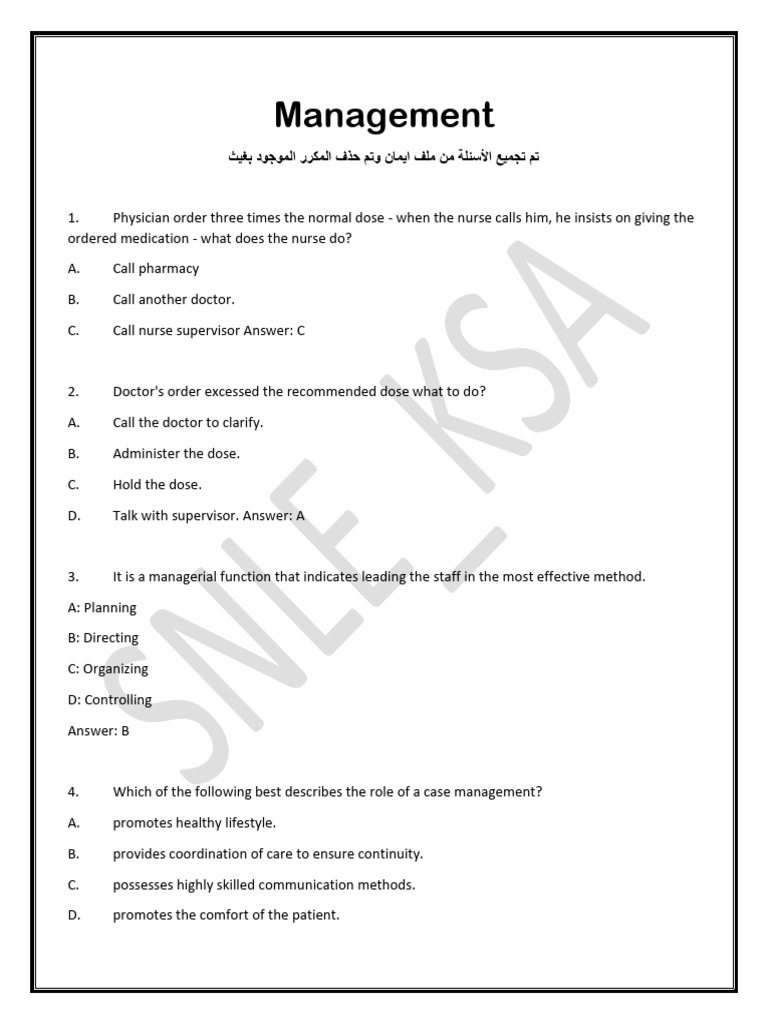 SNLE Exam Management Questions | PDF