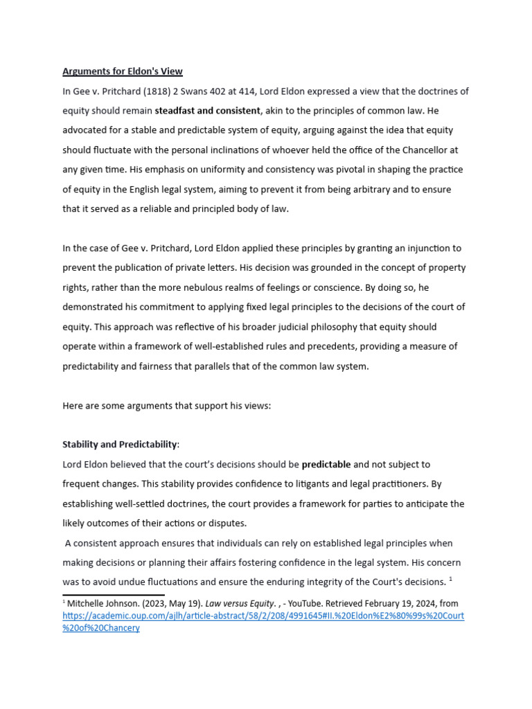 Arguments For Eldon View (Equity) . | PDF | Law