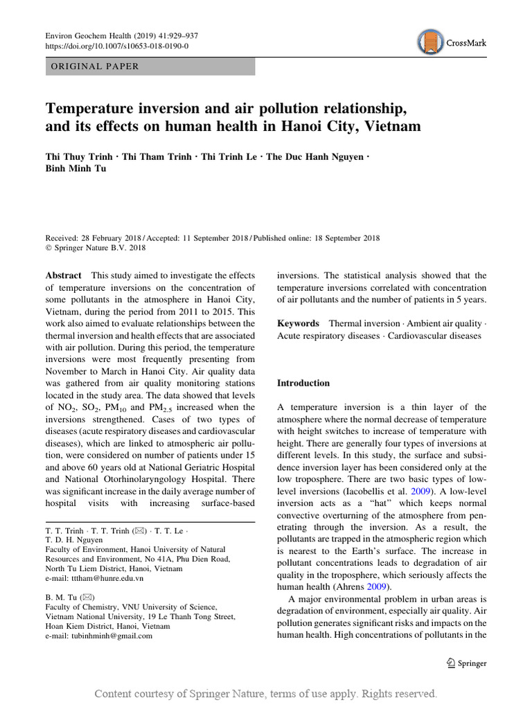 Temperature Inversion and Air Pollution Relationship | PDF
