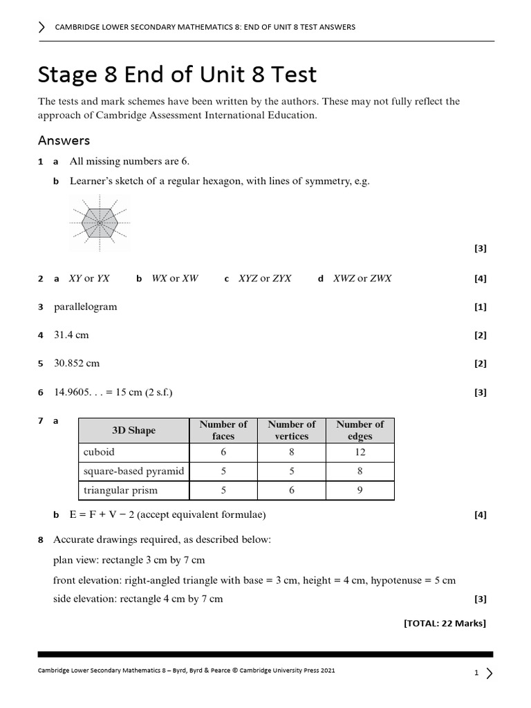 End of Unit 8 Test Answers | PDF