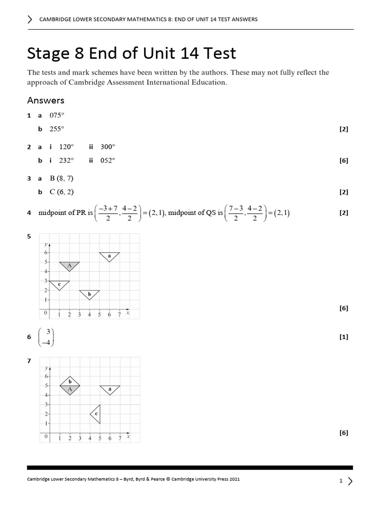 End of Unit 14 Test Answers | PDF