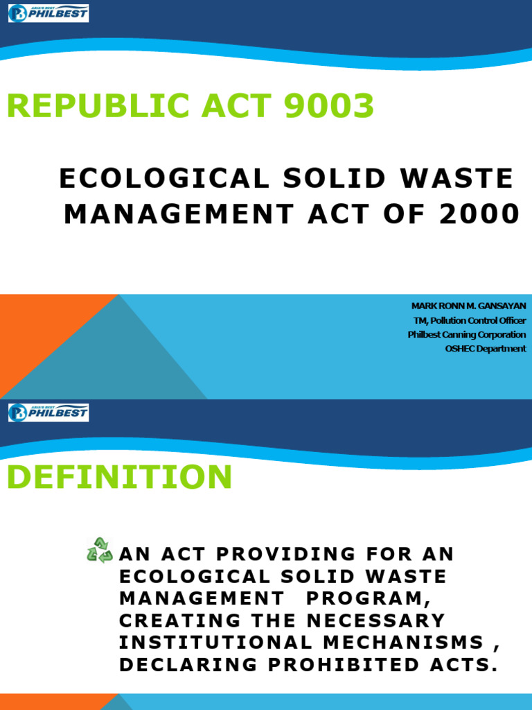 RA 9003: Solid Waste Management Guide | PDF