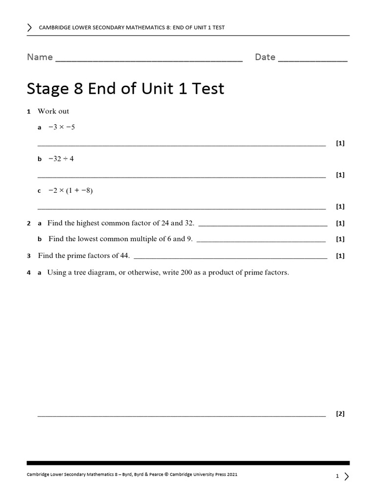 Stage 8 End of Unit 1 Test | PDF | Teaching Methods & Materials | Computers