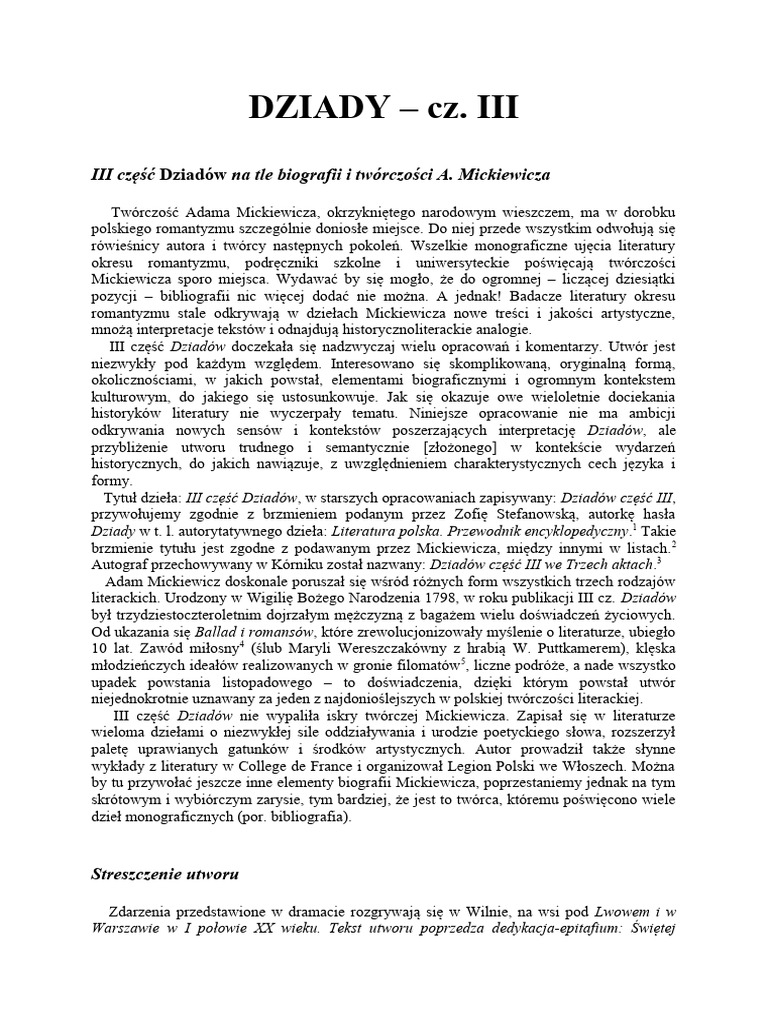 Dziady III Dobra Notatka | PDF