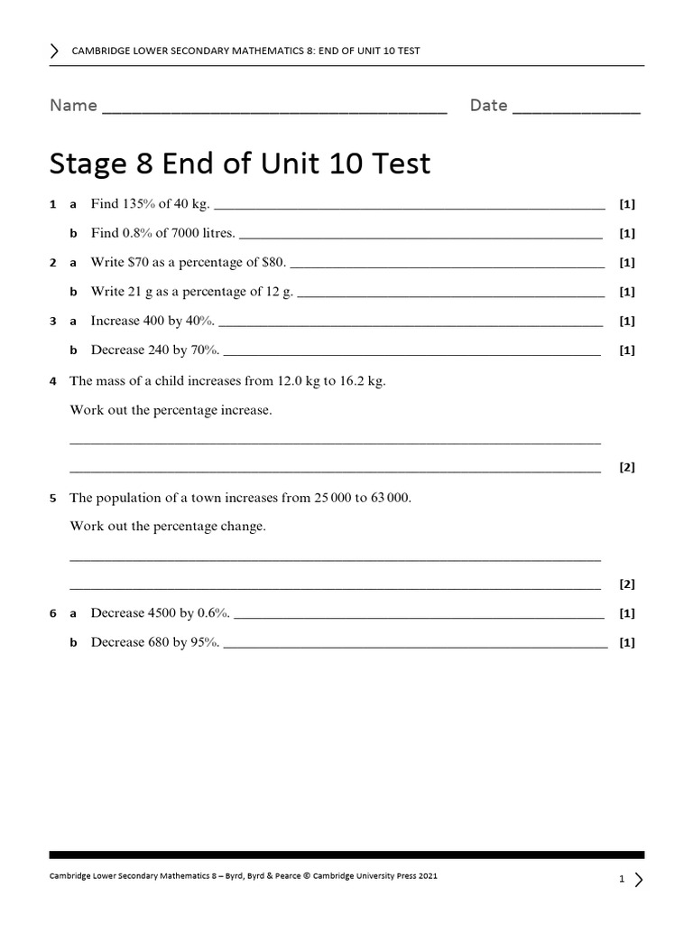 Math Percentage Calculations Test | PDF | Business | Finance & Money ...